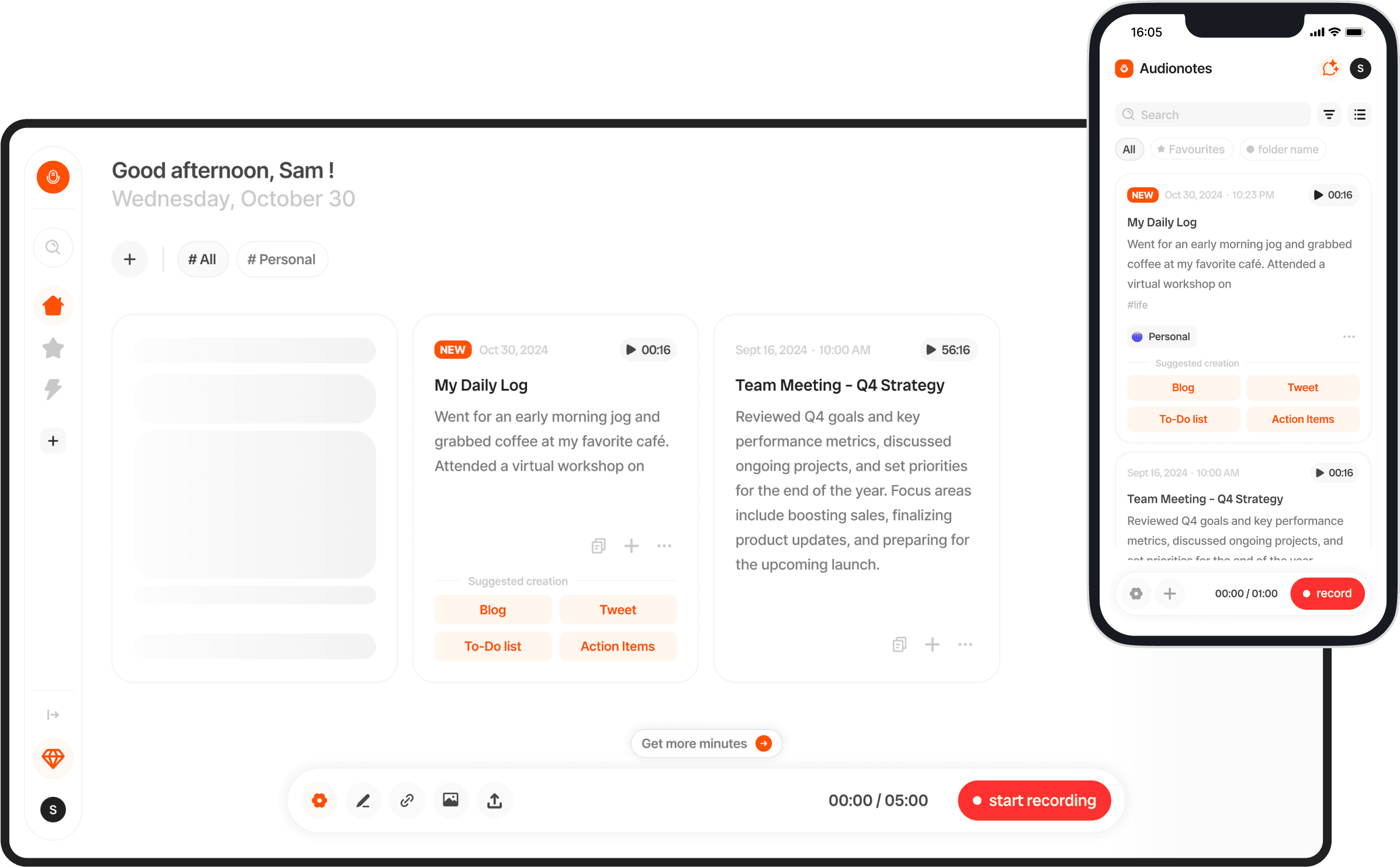 Audionotes: AI Note Taker App & Summarizer | Voice to Notes