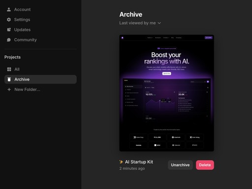 Deleting a Project in Framer — Framer Help