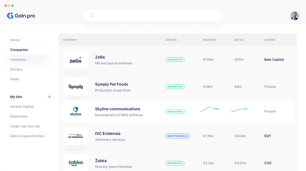 Gain.pro | Find, understand and track the companies that matter to you