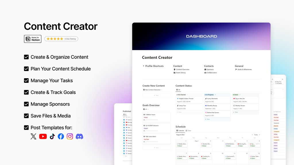 Notion Content Creator — Premium creator Notion template