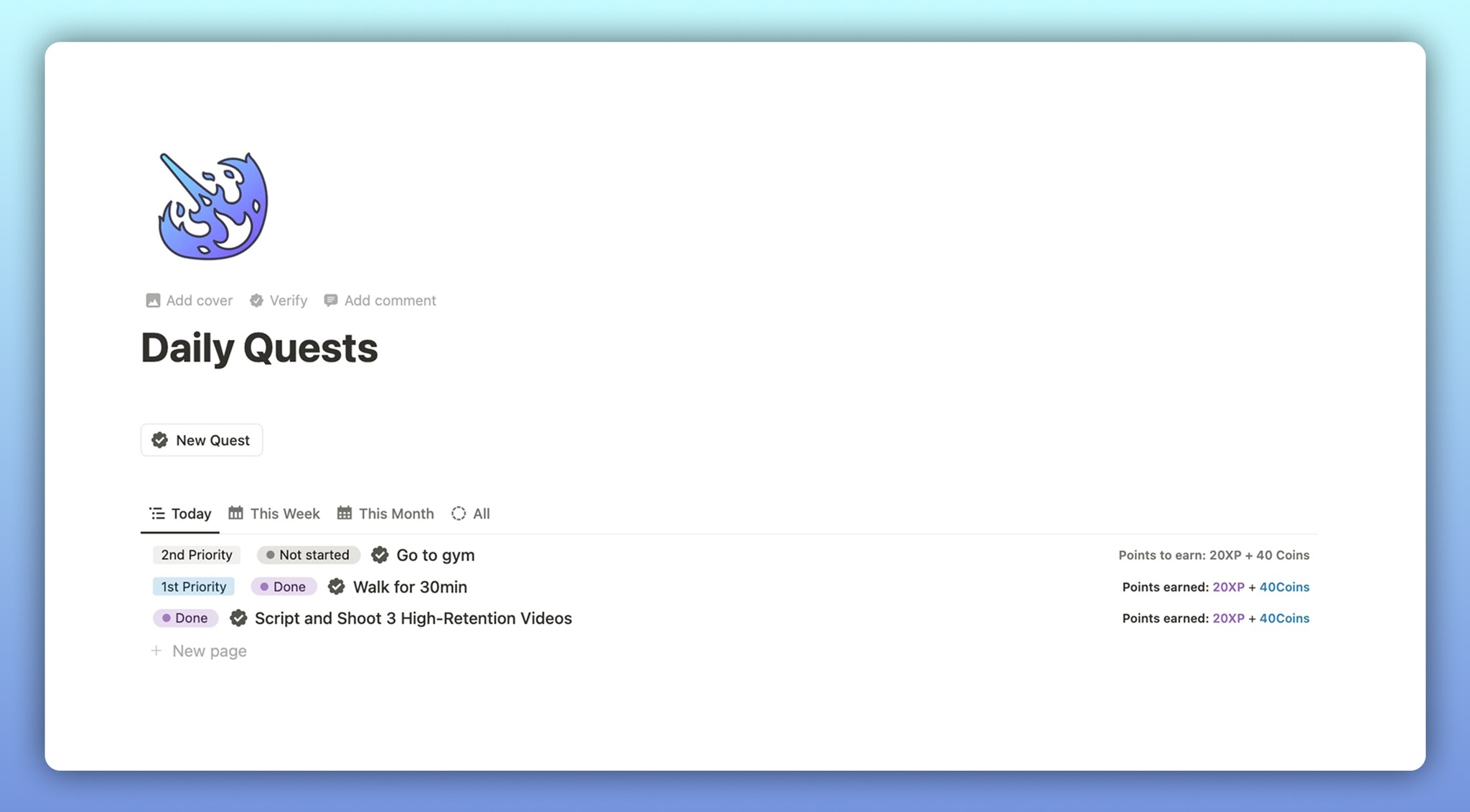 Best Free Gamified Notion Template - OlsNotion