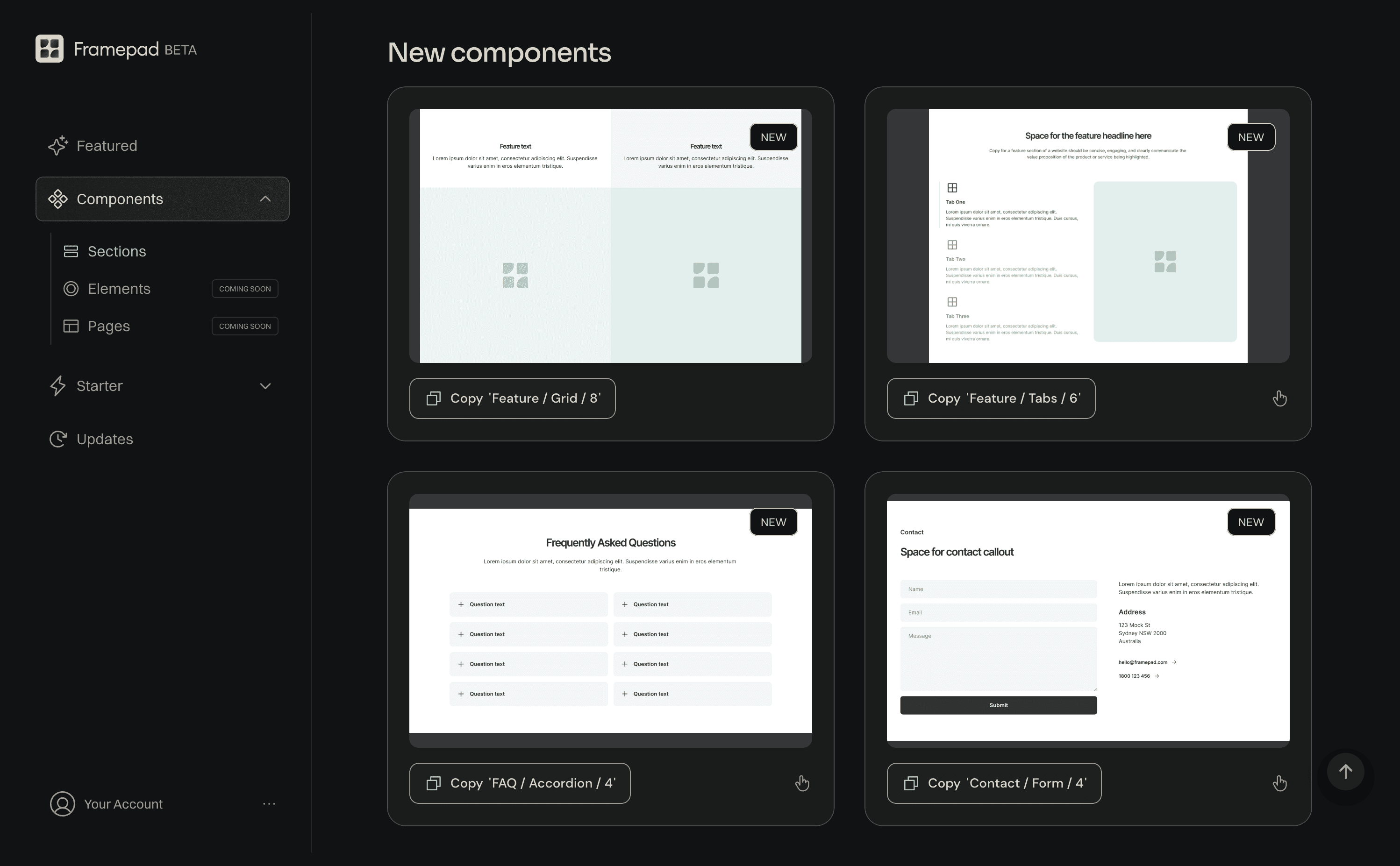 Framepad: Framer Component Library, Templates & Frameworks