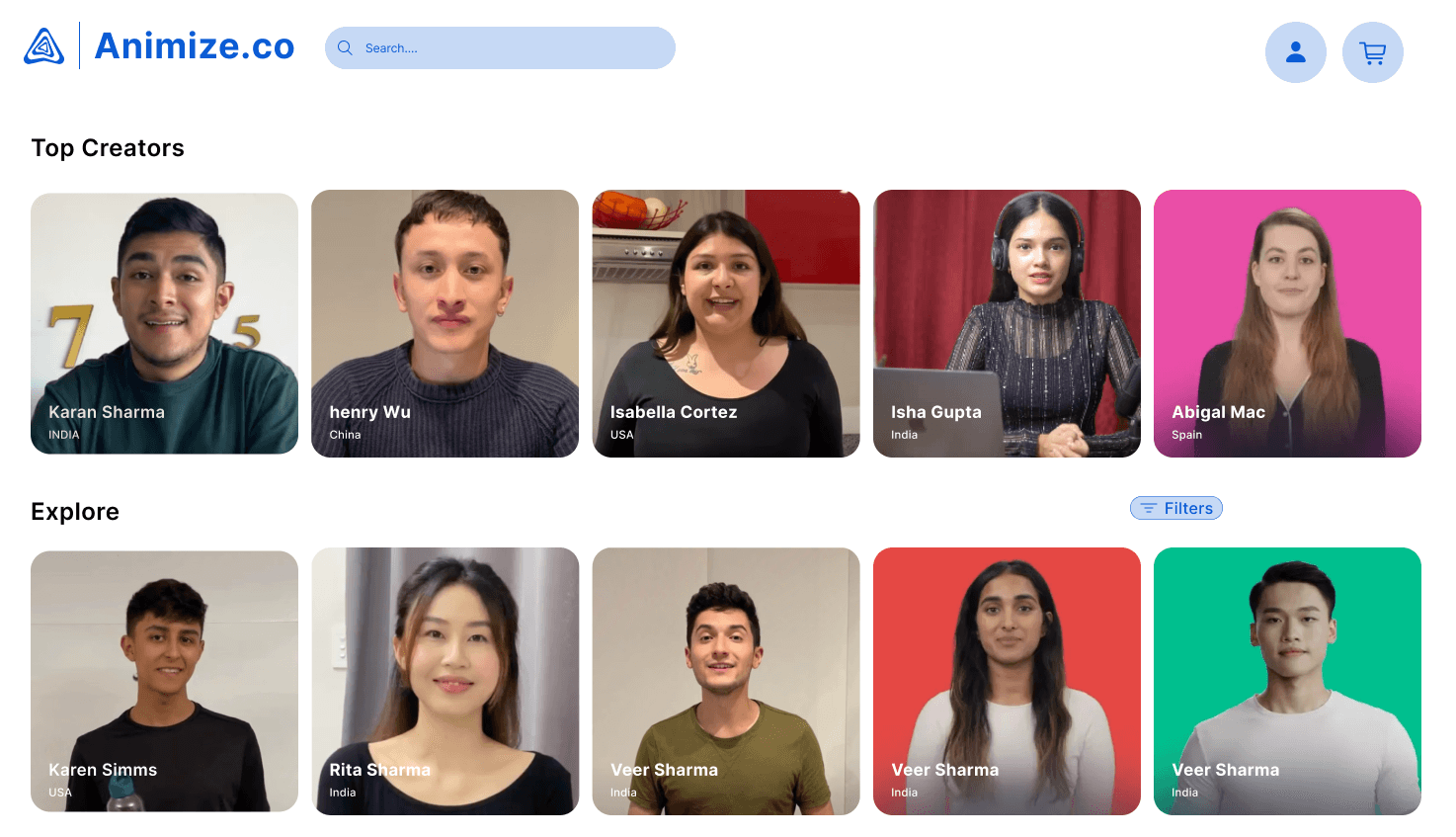 Animize.co - AI Avatar Marketplace