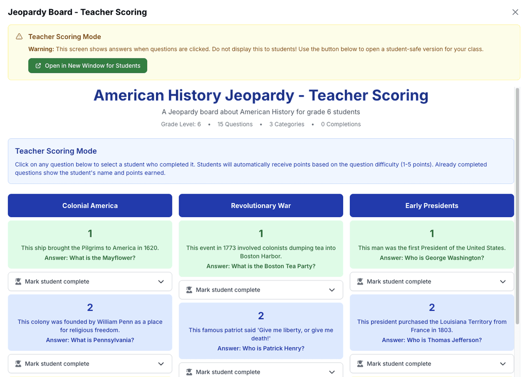 Jeopardy Generator Transforms Educational Gaming - Classroom Hero