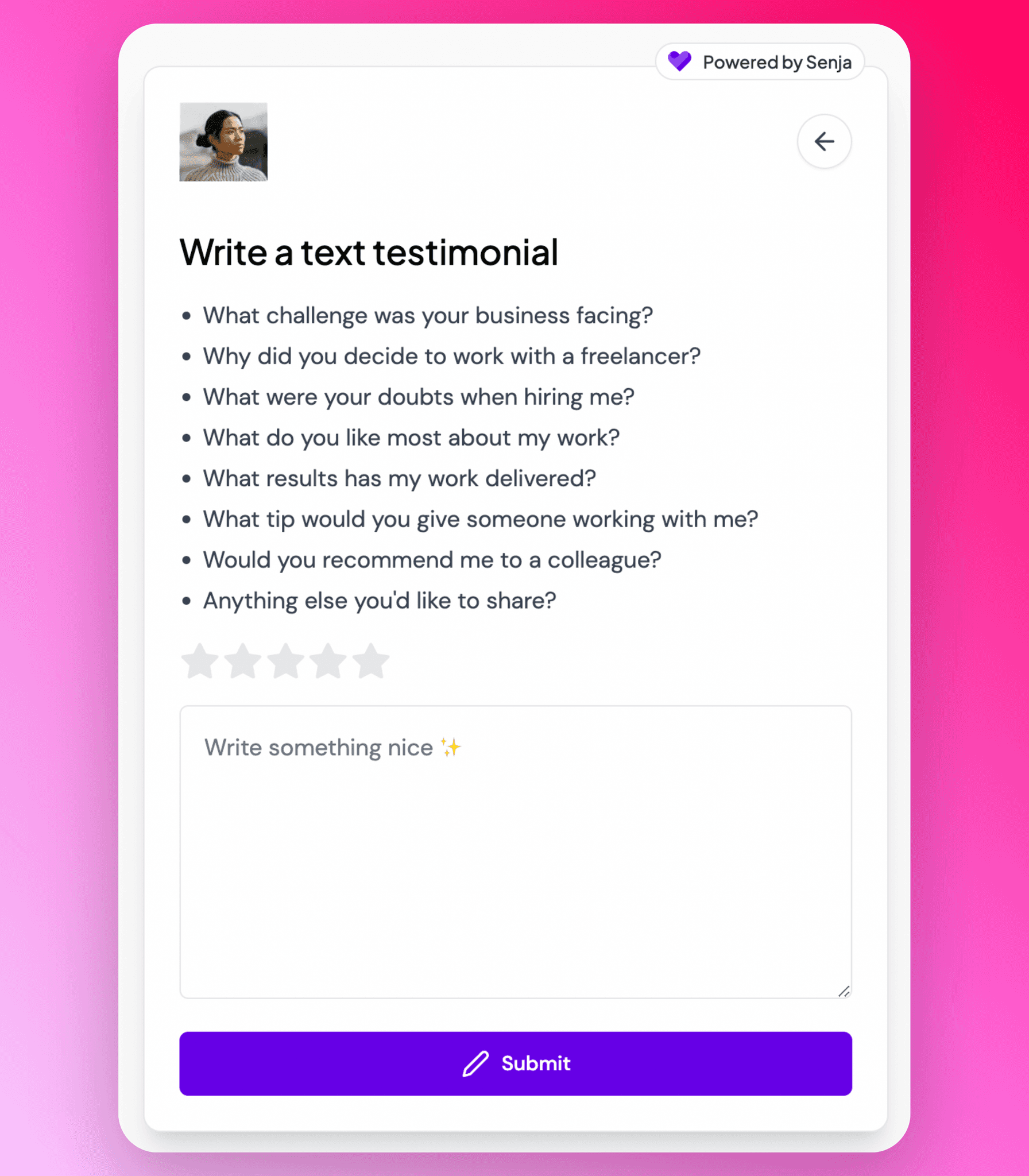 Testimonial collection forms: templates, examples and questions to ask ...