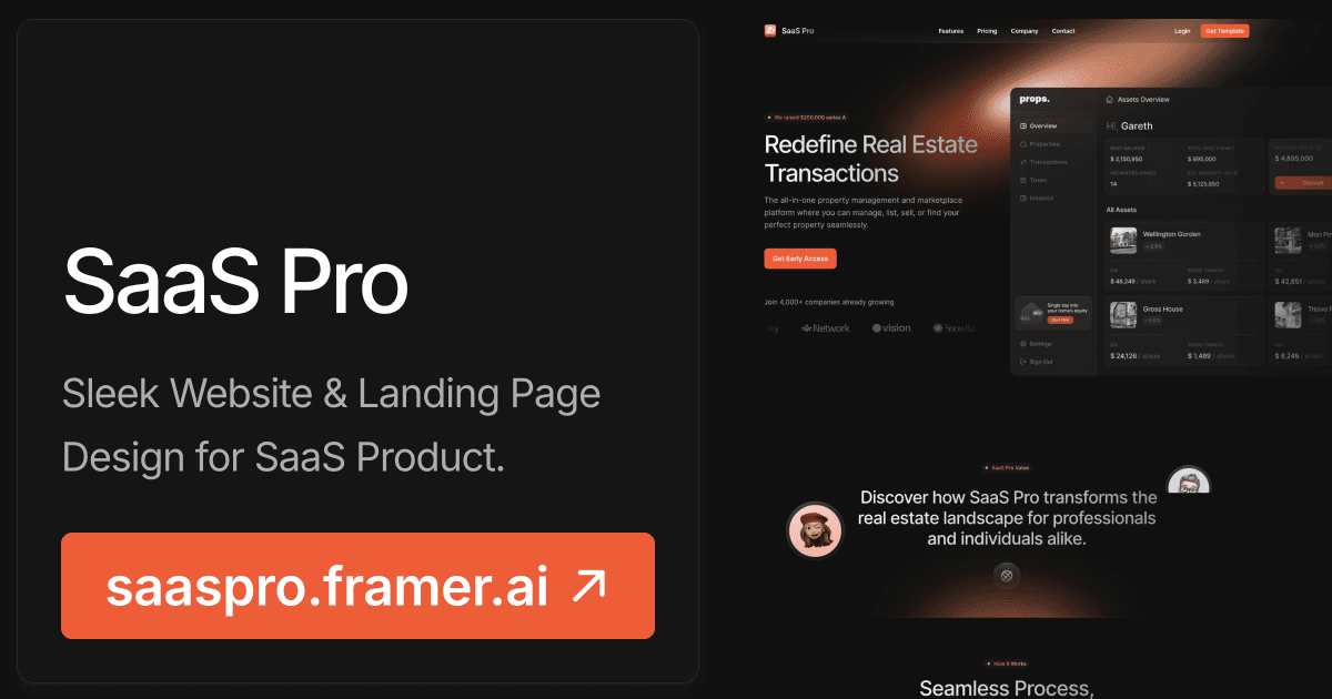 SaaS Pro - Framer Template for Startup SaaS Product