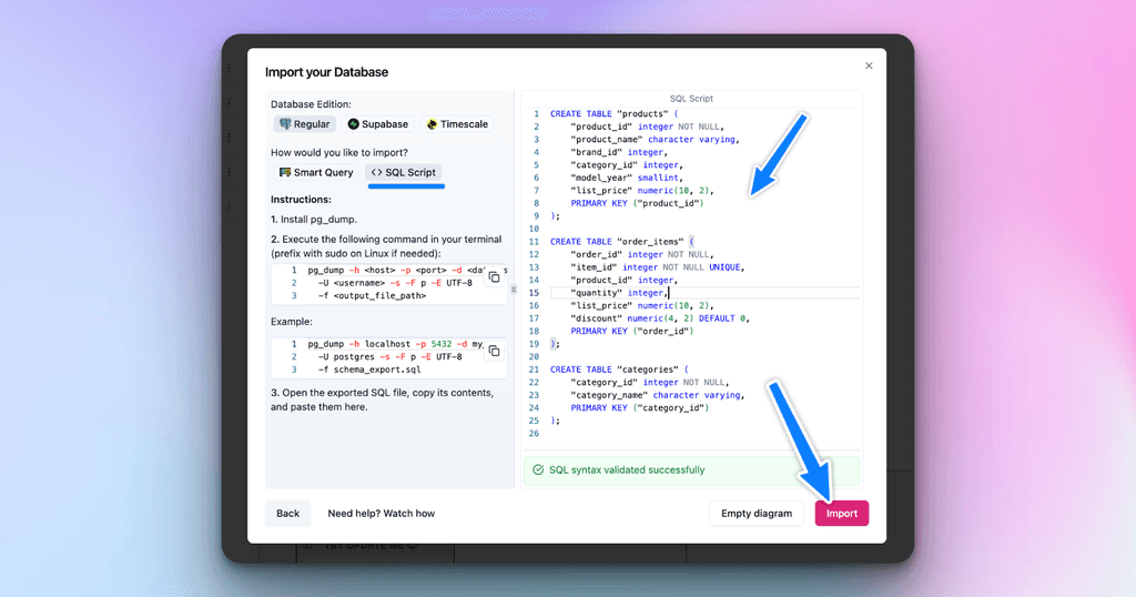 Quick Guide to Generate an ERD from SQL using ChartDB