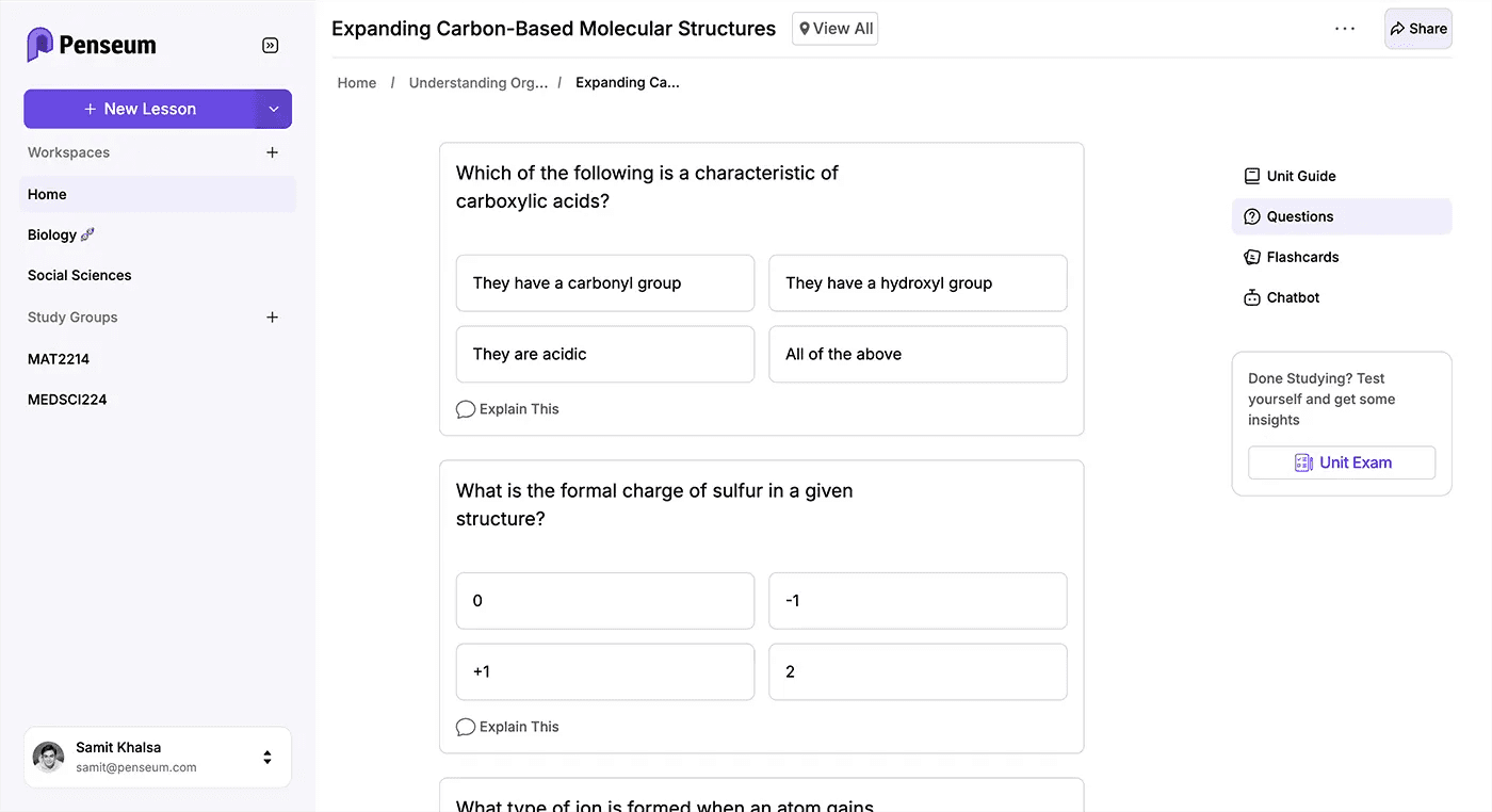 AI Tutor and Study Guide for Chemistry - Penseum