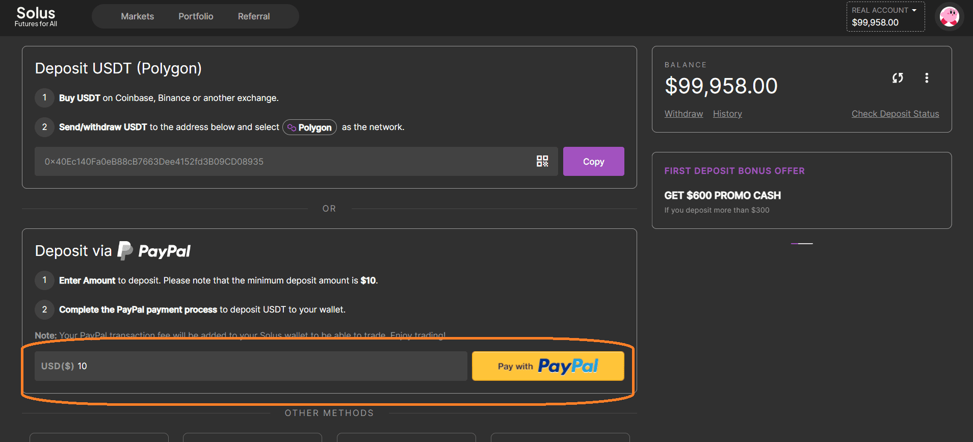 Deposit Methods | Solus Finance | Fast & Secure Funding for Crypto Trading