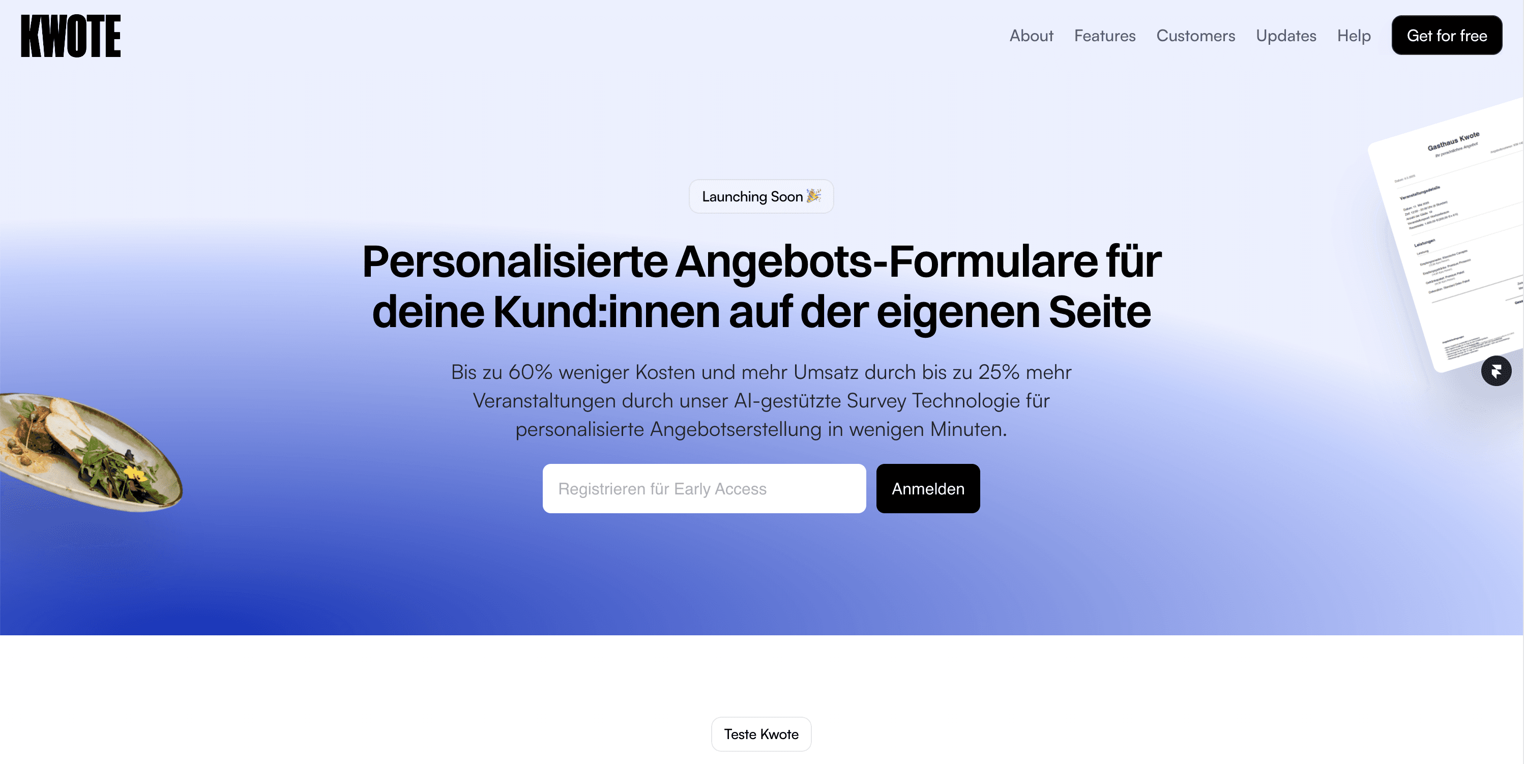 Kwote | KI-gestütze Angebotsformulare für deine Venue