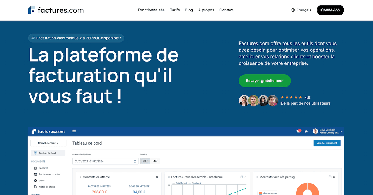 Factures.com : Plateforme de facturation en ligne via PEPPOL