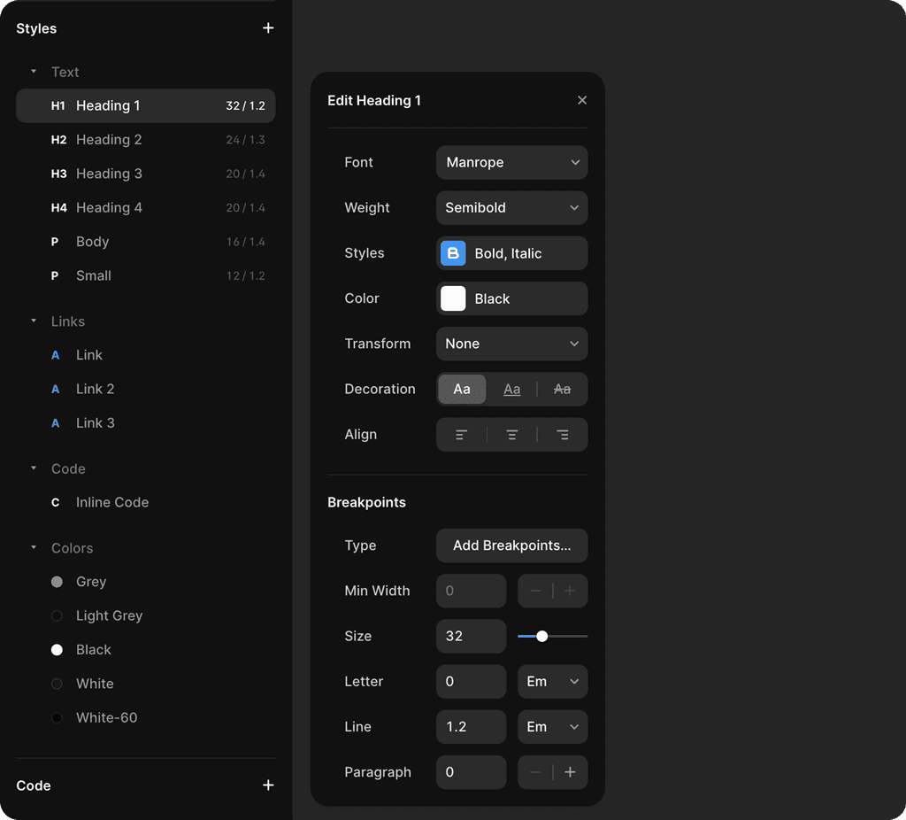 Setting Text Styles Breakpoints — Framer Help