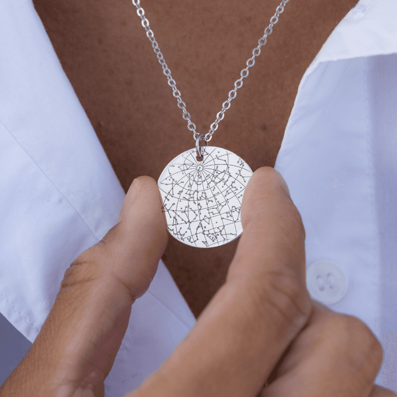 Night Sky Sterling Silver Star Map Necklace