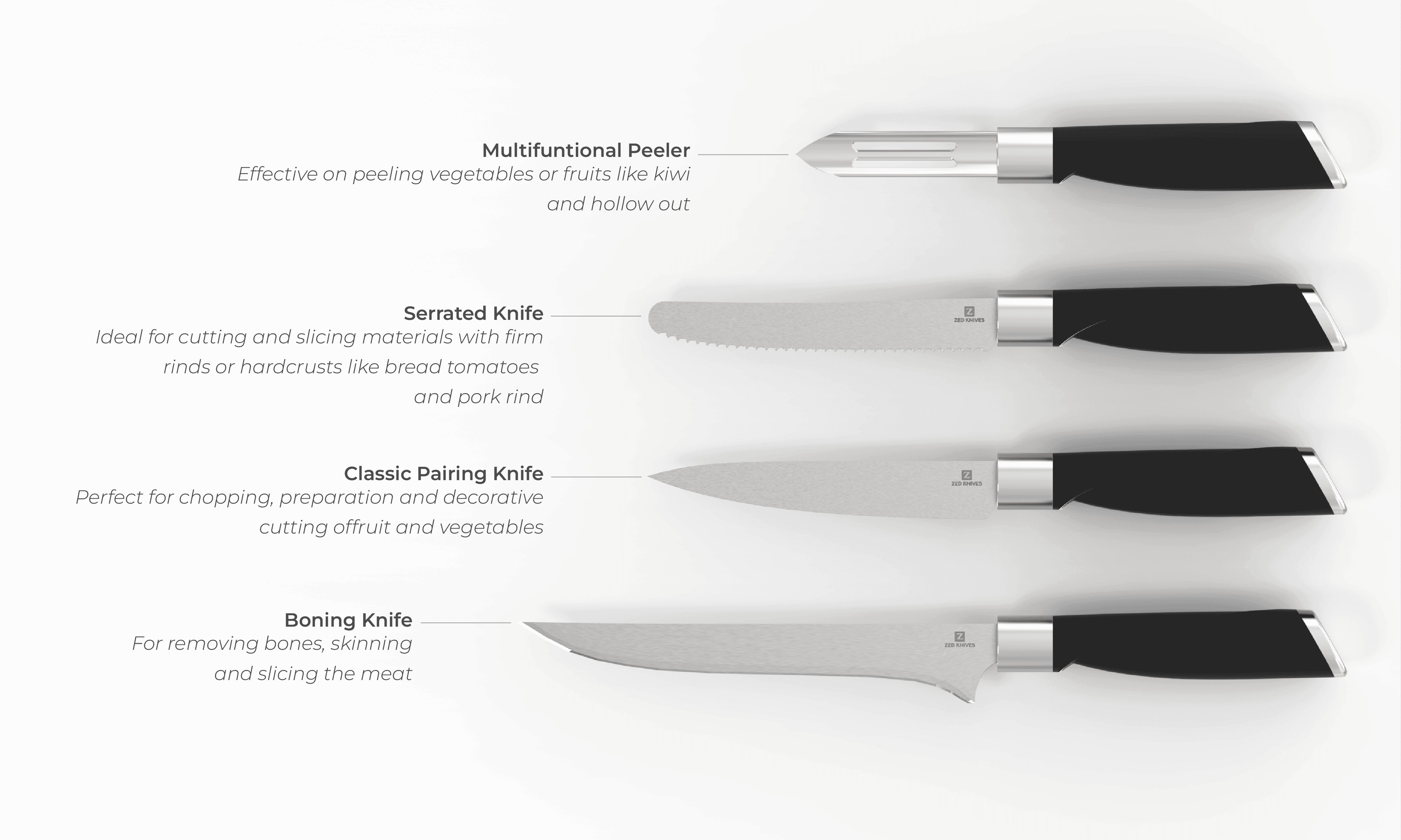 Fiskos Design Studio | Zed 4-Piece Kitchen Knife Set