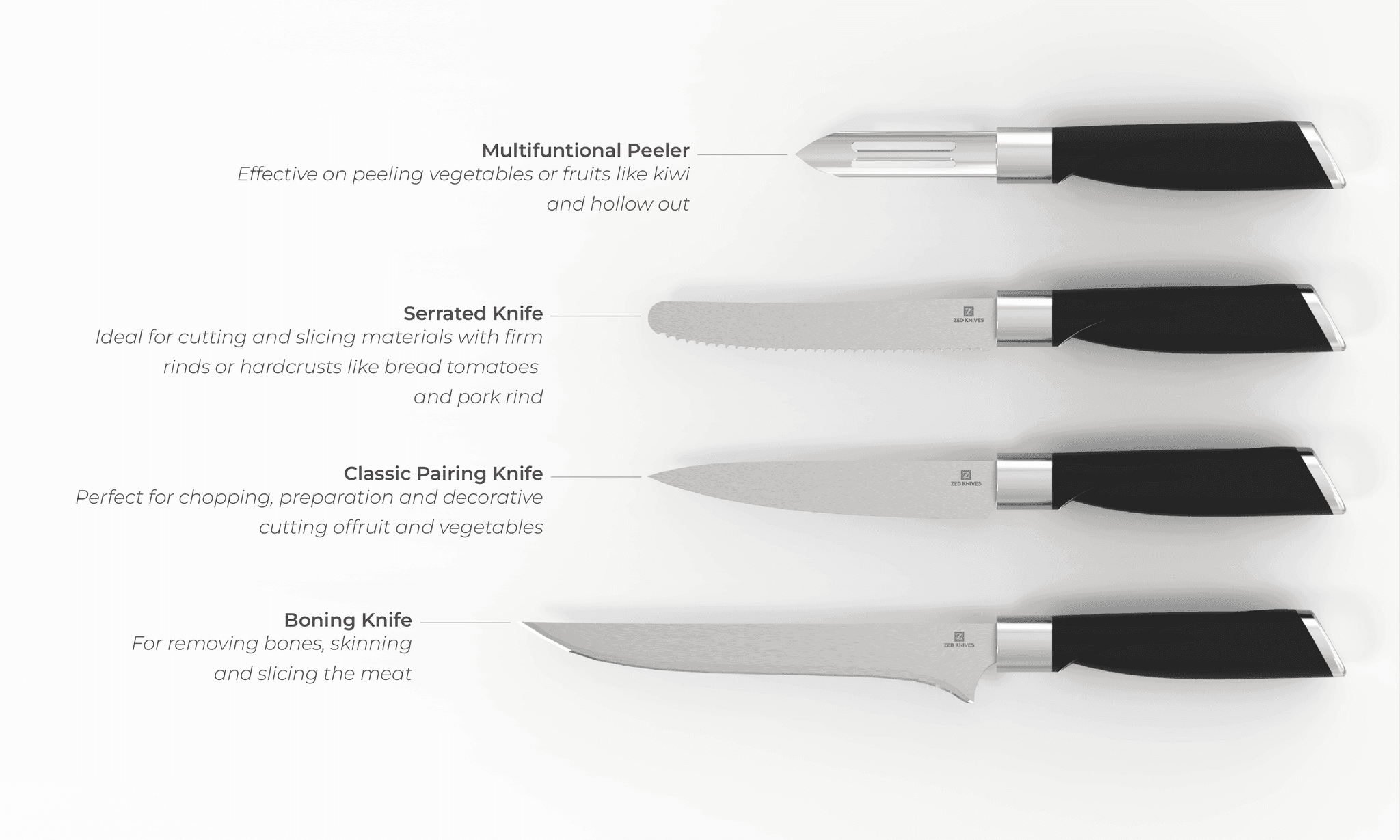 Fiskos Design Studio | Zed 4-Piece Kitchen Knife Set