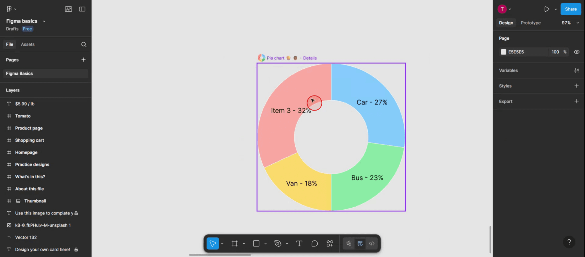 How to Make a Pie Chart in Figma - 1 minute video guide