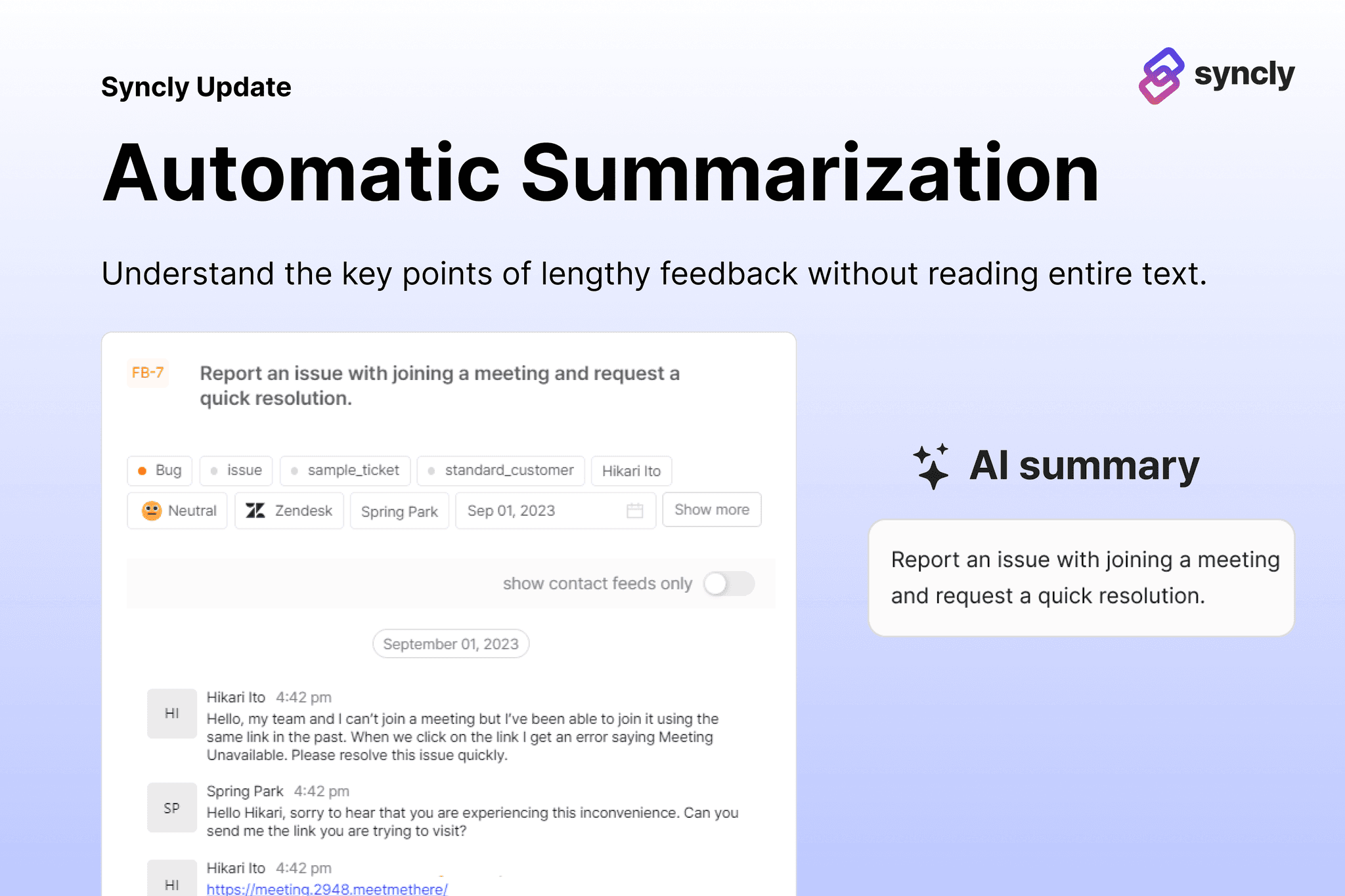 Introducing Automatic Feedback Summarization
