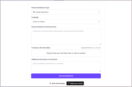 Personal Statement Generator - Free Tool