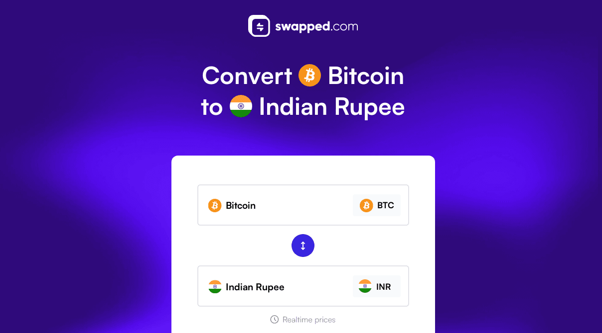Convert Bitcoin (BTC) to Indian Rupee (INR)