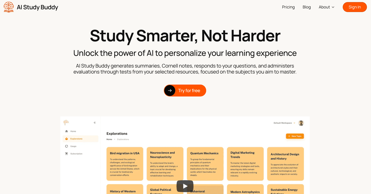 AI Study Buddy - Learn Smarter, Not Harder with AI on Your Side