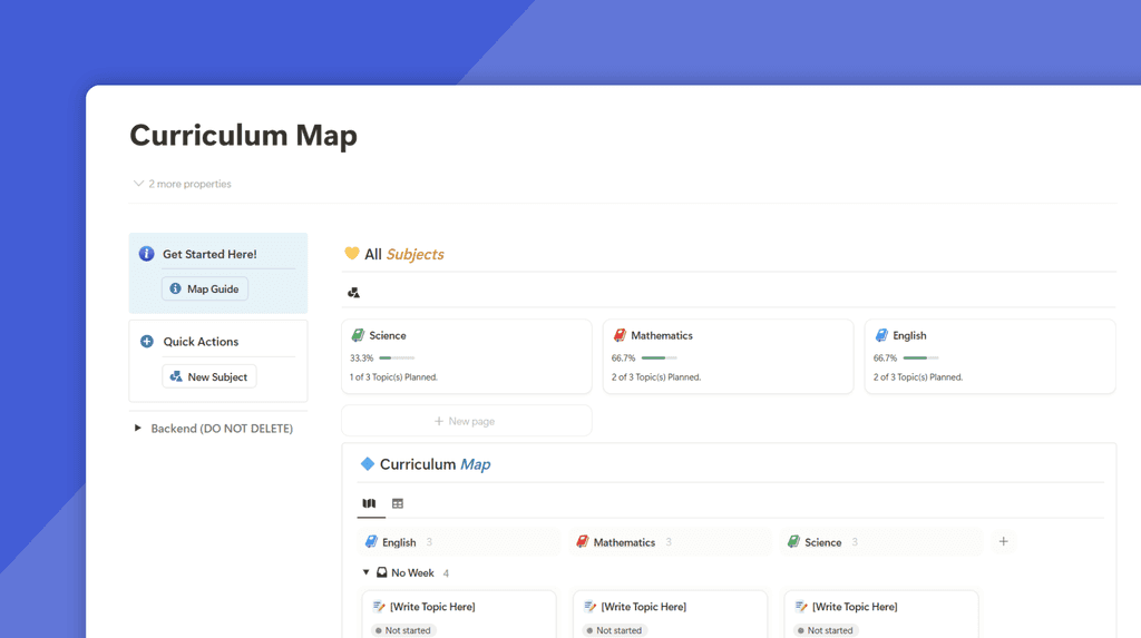 Design a Curriculum Mapping Template in Notion