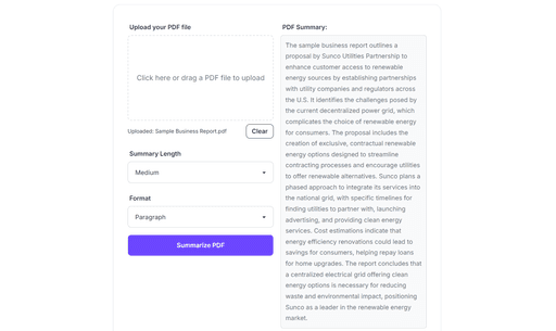 AI PDF Summarizer - Free Tool