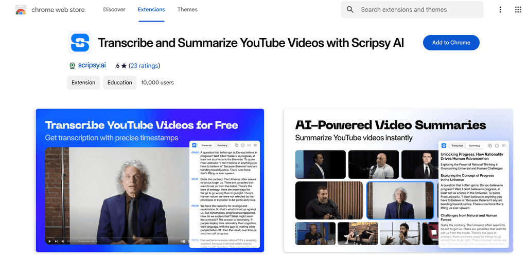 Scripsy — Transcriber and AI Summarizer for YouTube