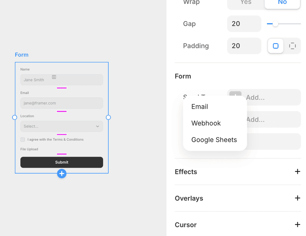 How to create a new form in Framer - FramerForms | Insert Frame