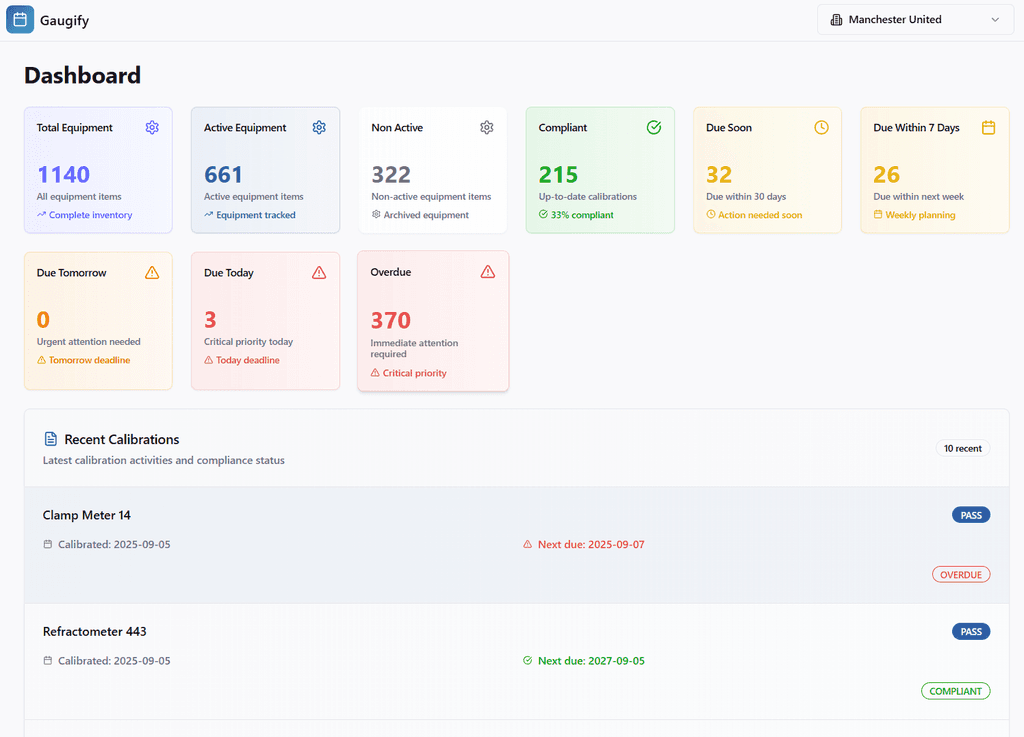 Gaugify - Calibration Management and Gage Tracking Software