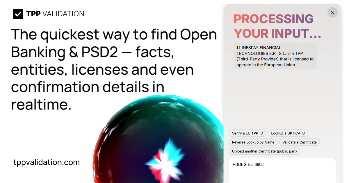 TPP Validation - Governs Regulated APIs as a Service