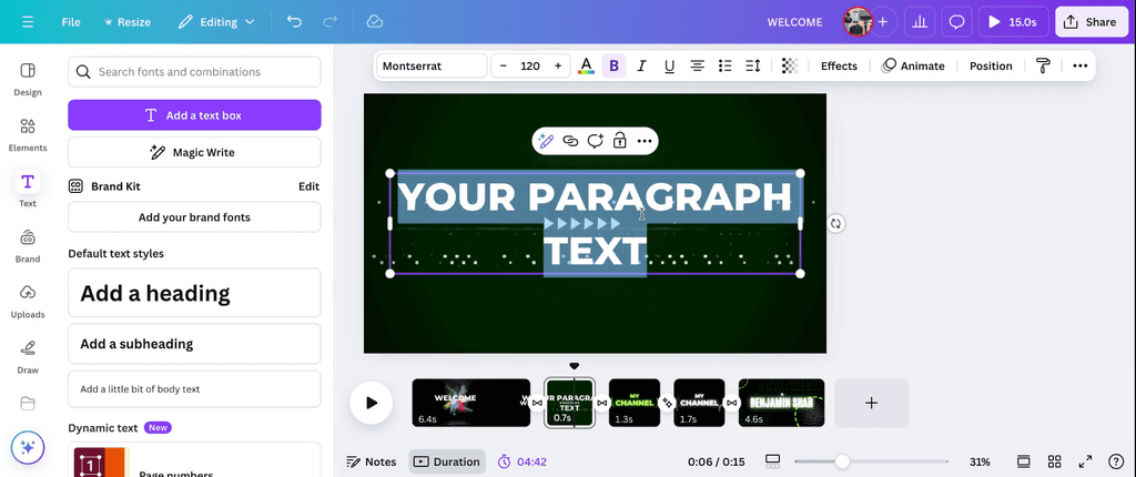 How to Add Text to Canva Video - 1 minute video guide