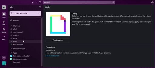 How to Add Giphy to Slack - 1 minute video guide