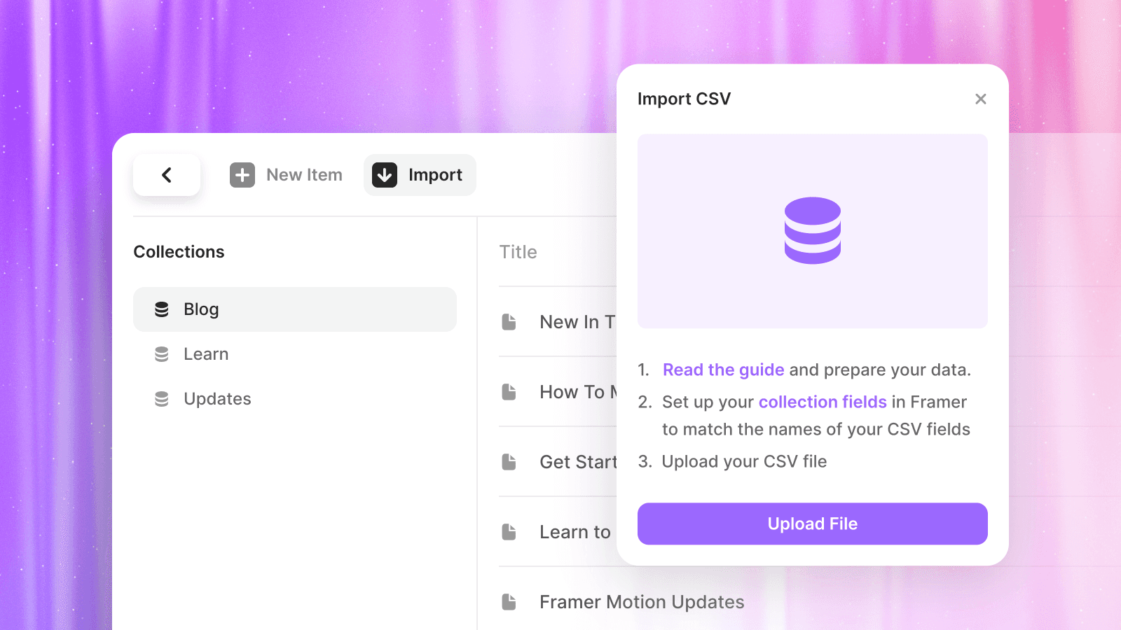 Framer Updates: CSV Import