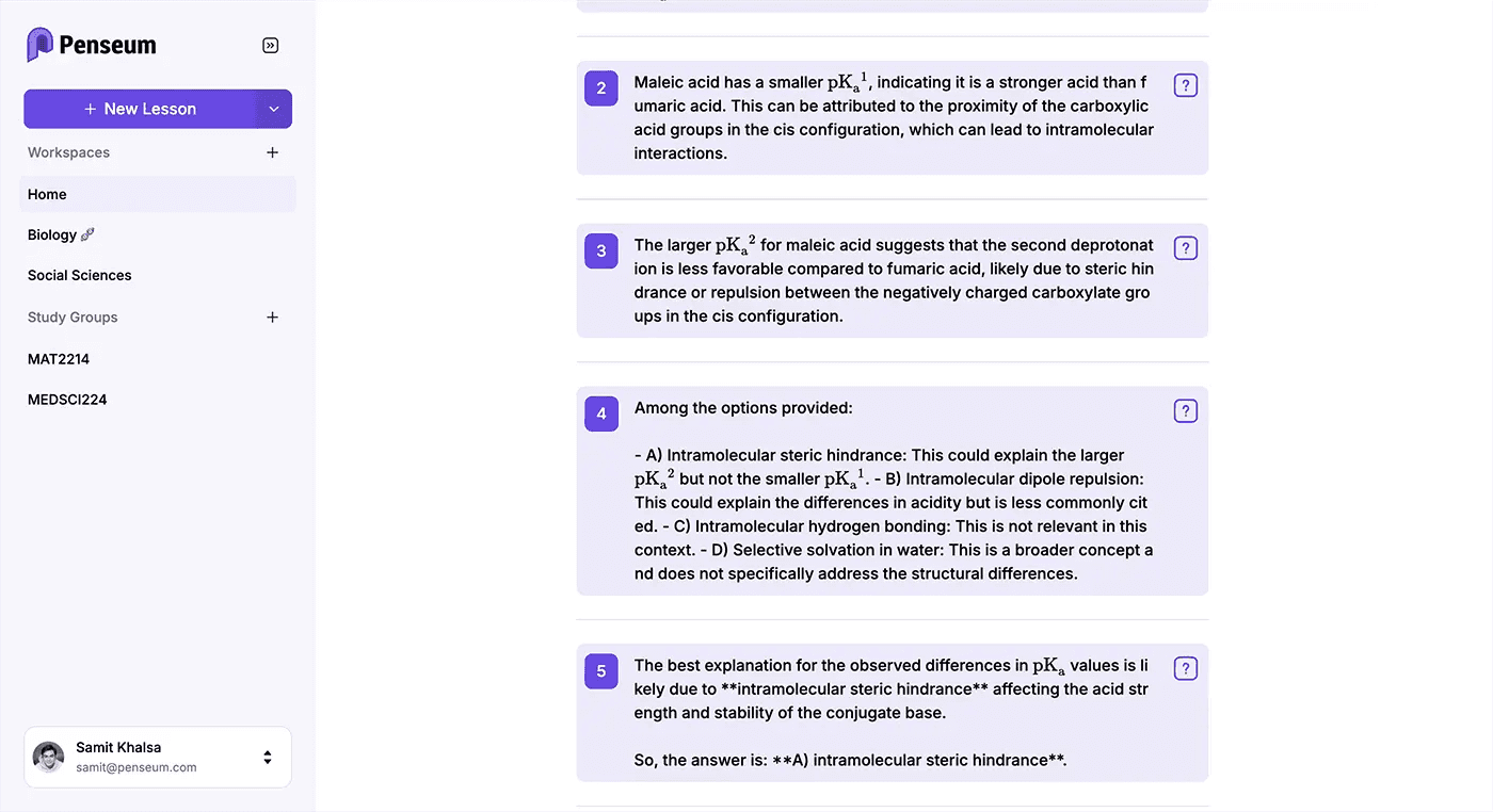 AI Tutor and Study Guide for Chemistry - Penseum