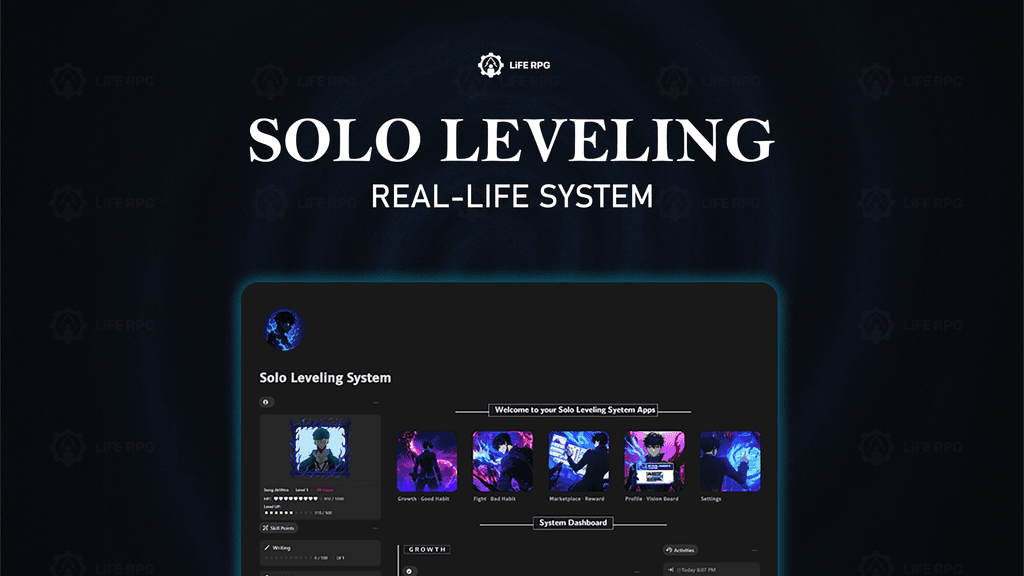 Solo Leveling System in Real Life | LiFE RPG Notion Template