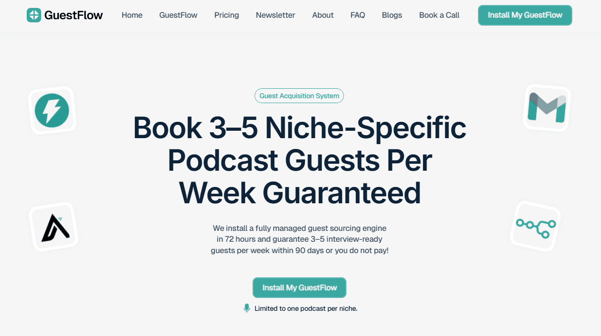 Book 3–5 Podcast Guests Per Week | GuestFlow