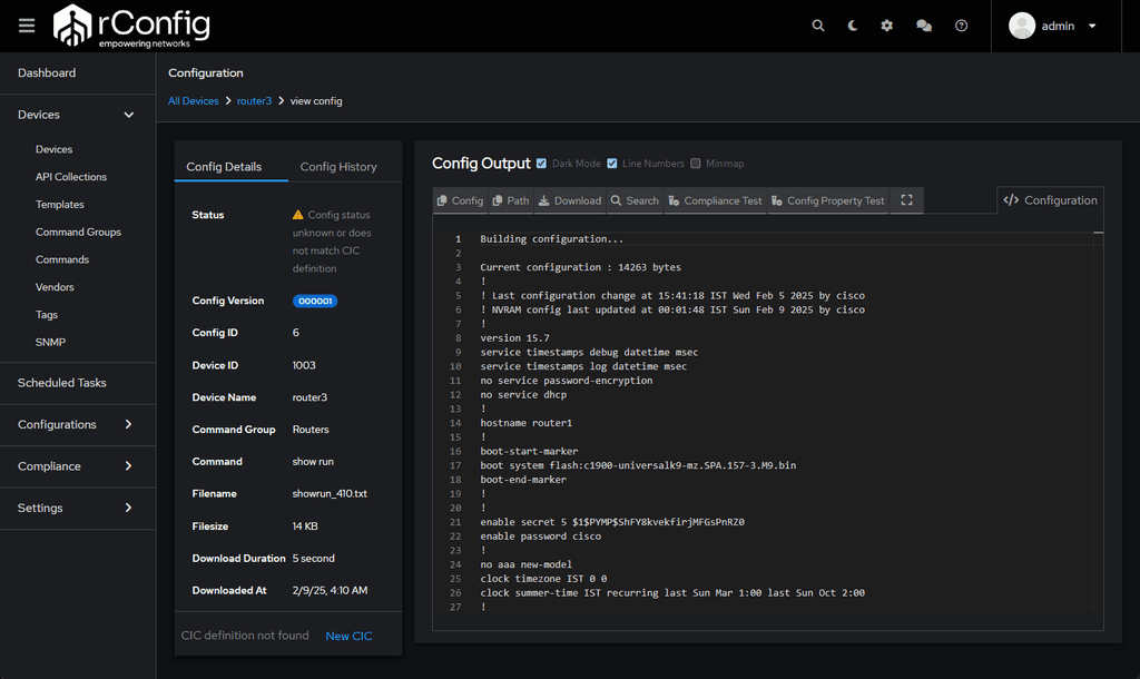 rConfig - Network Configuration Management