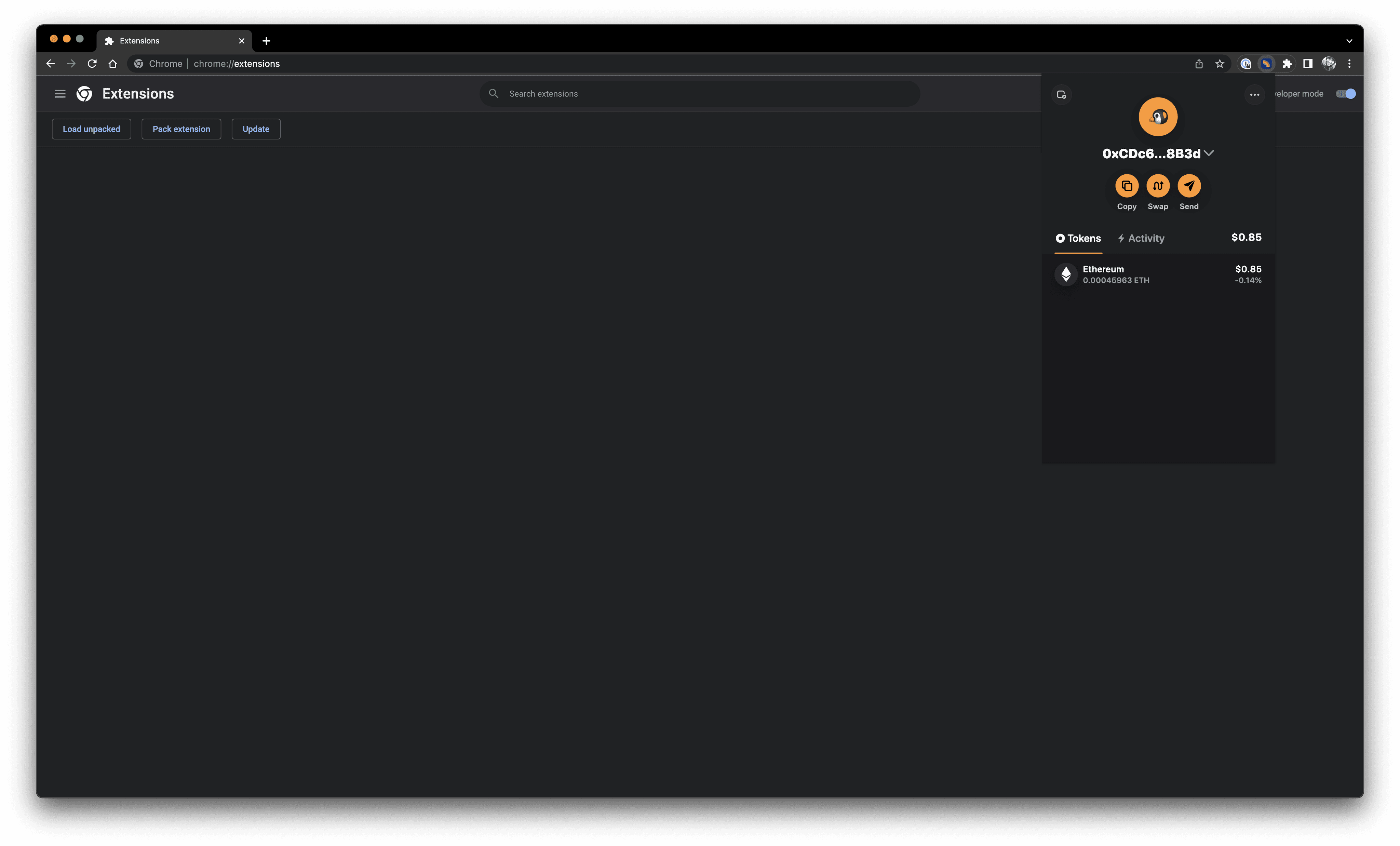 Send Tokens on the Browser Extension - Rainbow