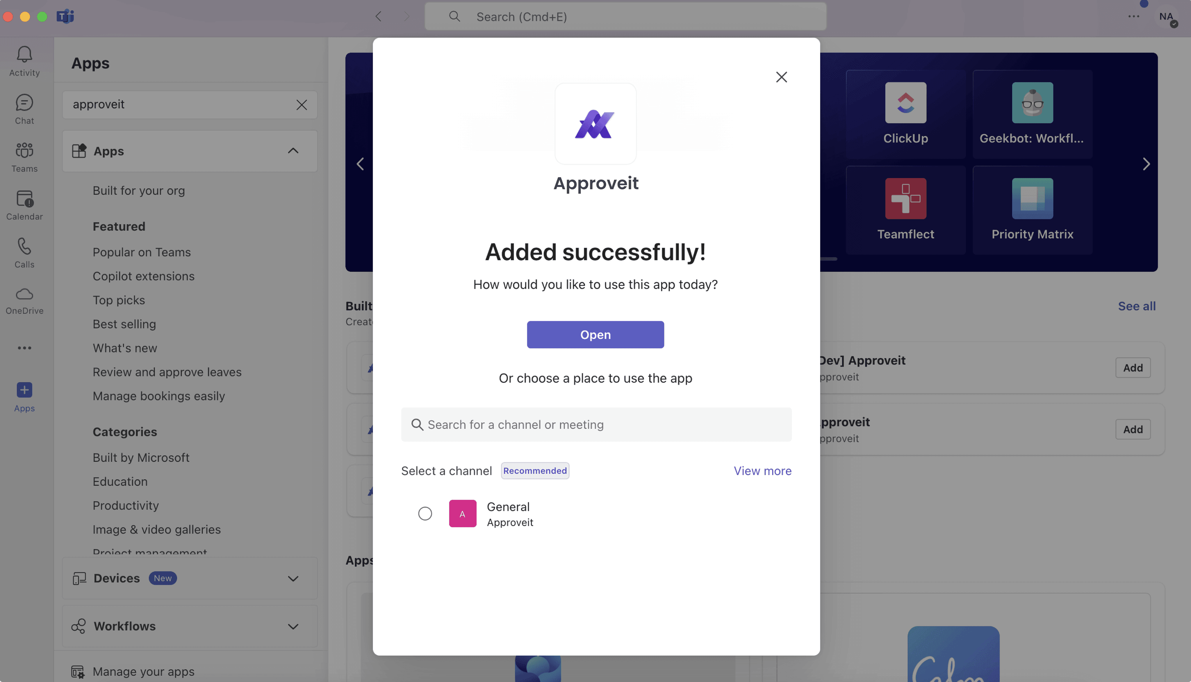 Integrate Approveit with Microsoft Teams