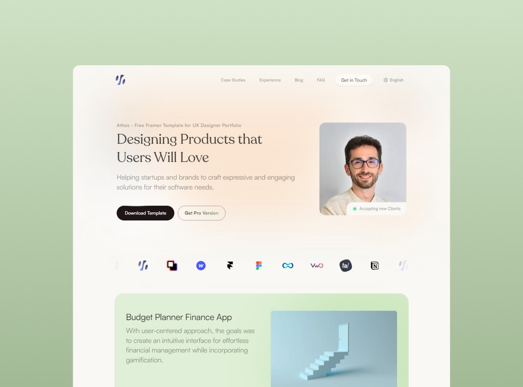 Free UX Portfolio Template for Framer - Nice Framer Templates