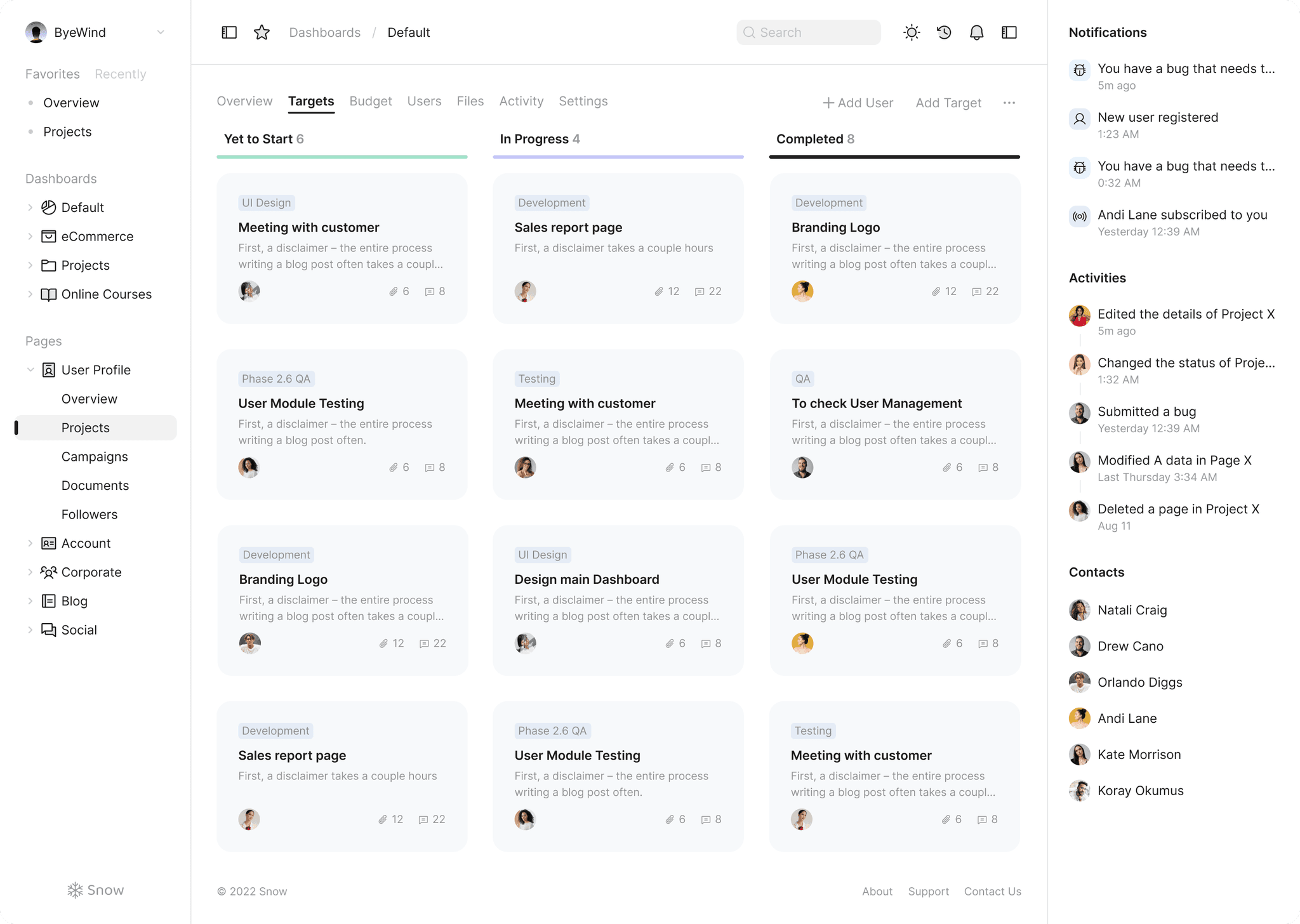 Snow Dashboard UI Kit