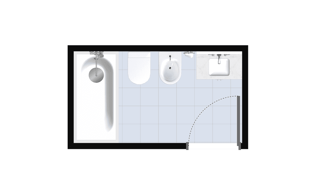 Full Bathroom with Bidet in a 1-Wall Layout | Space Designer 3D Gallery