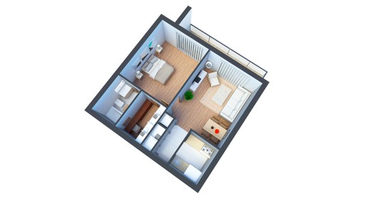 One-Bedroom Apartment with Balcony and Walk-In Closet | Space Designer ...