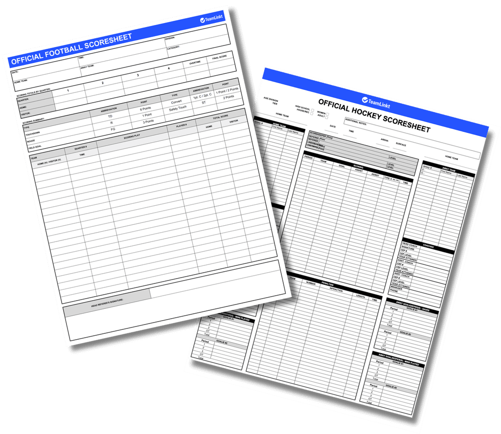 Printable Sports Score Sheet Templates | TeamLinkt
