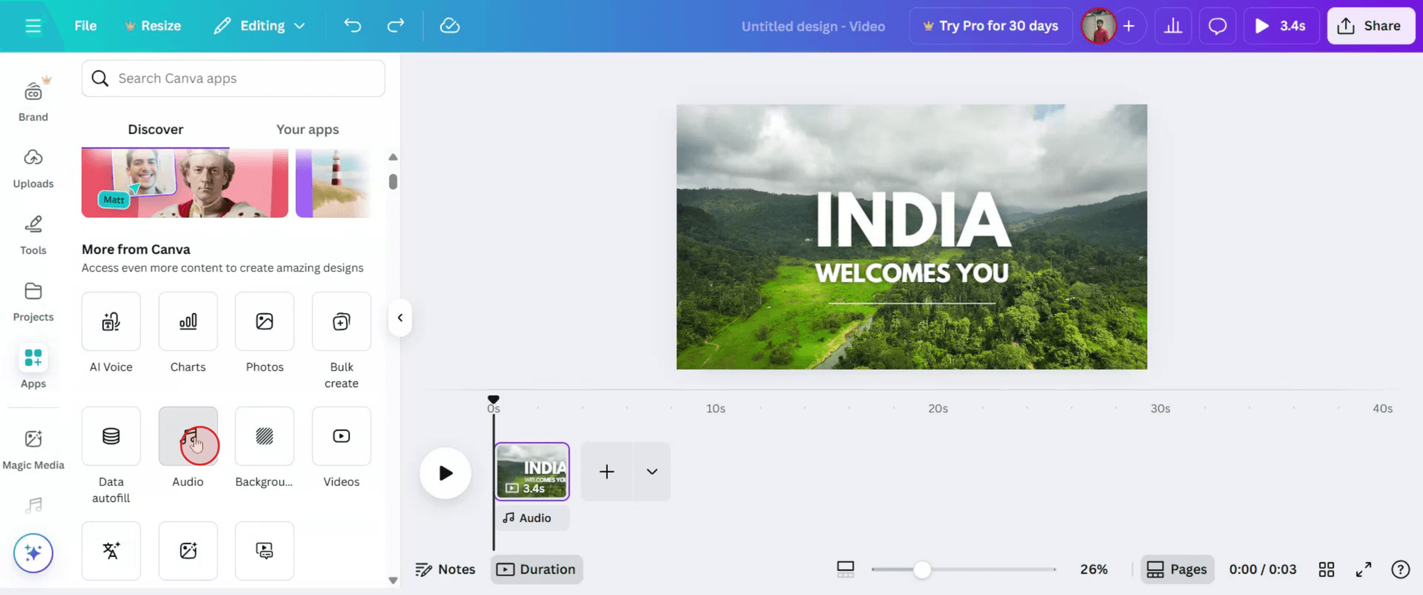 How to Add Music to a Canva Video - 1 minute video guide