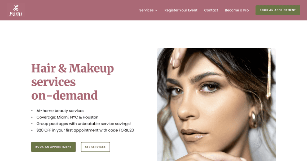 Foriu - Hair & Makeup services on-demand