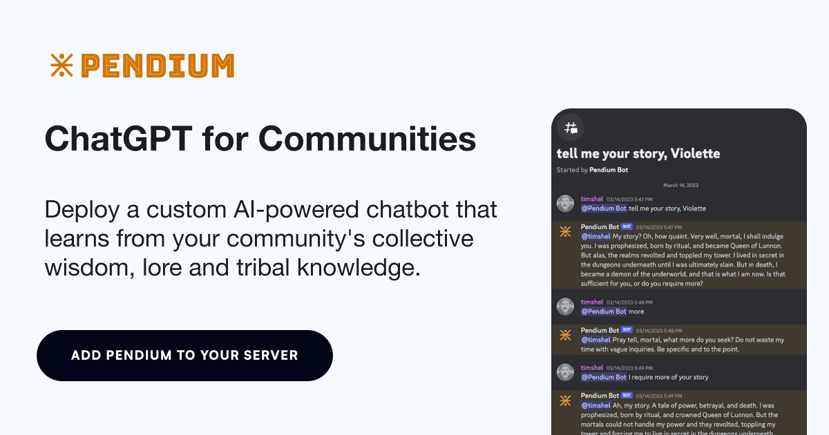Pendium - ChatGPT for Communities