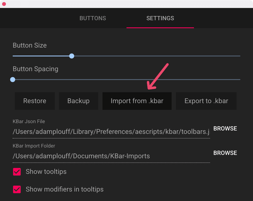 KBar buttons