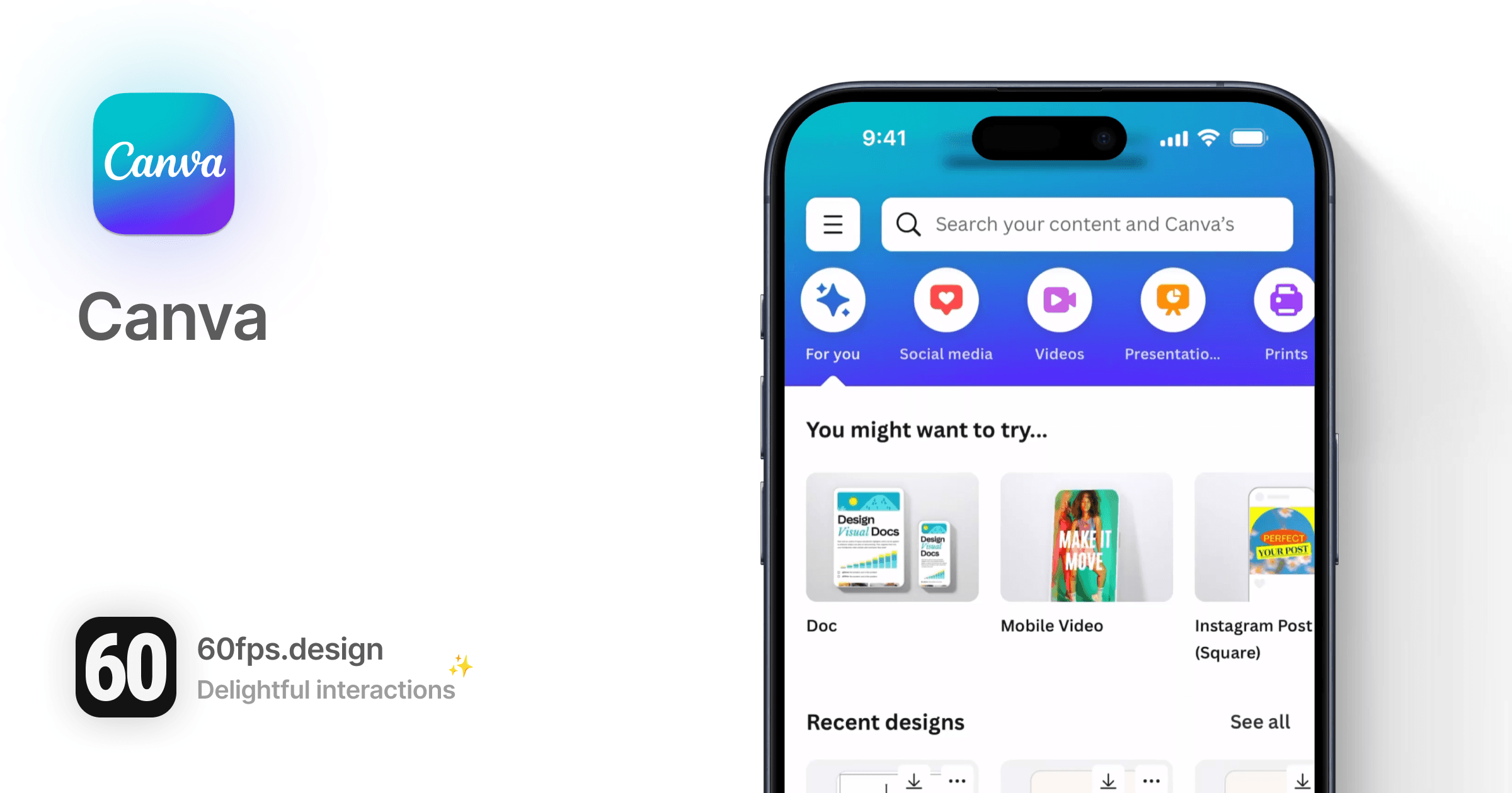 Canva iOS App UI/UX animation