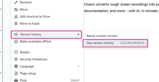 How to view edit history in Google Docs